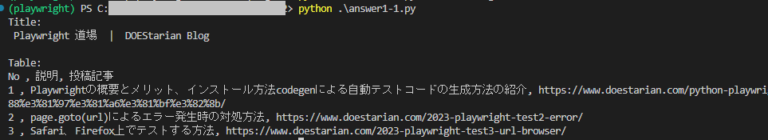 ython PlaywrightでWebスクレイピング(2) – Table情報抽出 / get_attribute() | DOEStarian Blog